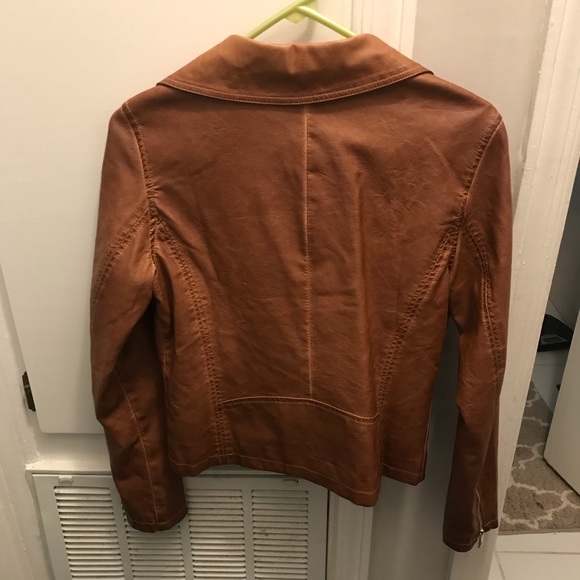 Blu Pepper | Jackets & Coats | Tan Faux Leather Jacket | Poshmark